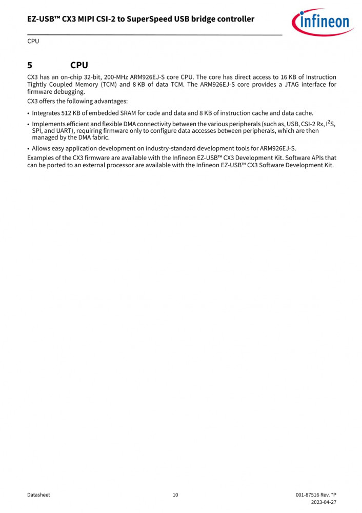 CYUSB3065 technical document page 10