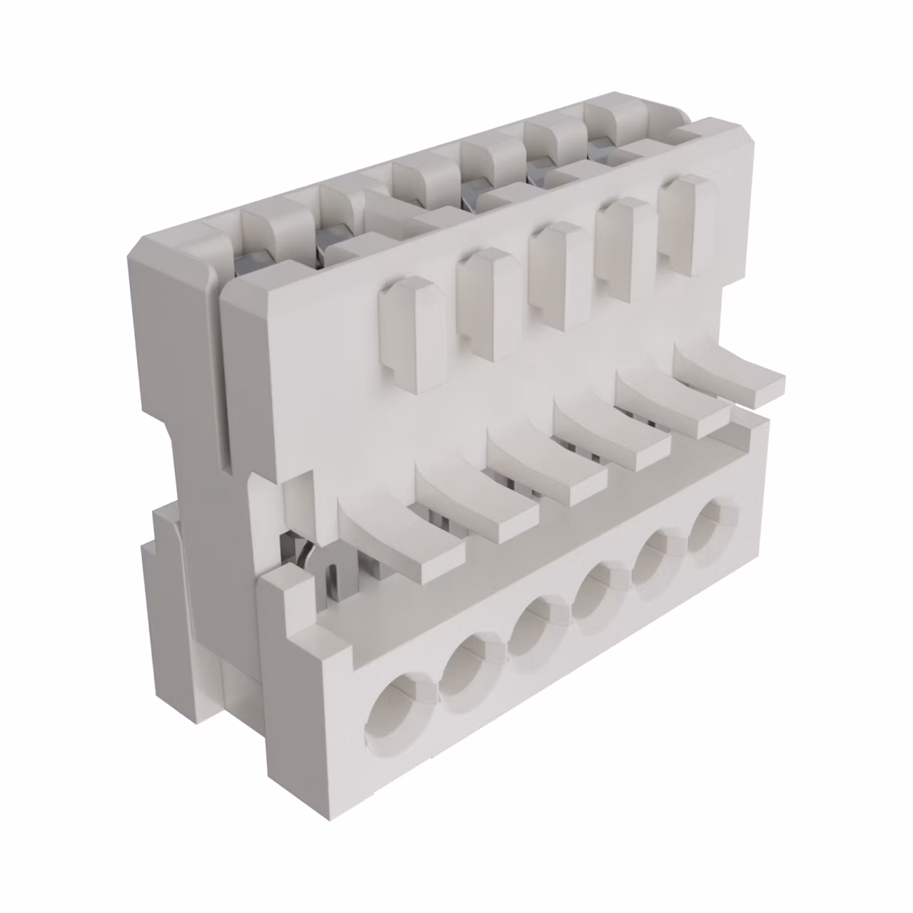 Appli-Mate RAST 2.5 IDT Connector, 2.50mm Pitch, Direct/Indirect, Female, Beaded Terminal, 6 Circuits, Position Keys A and G Removed, Slotted Endwalls, Polarizing Rib Between 2/3 for sale