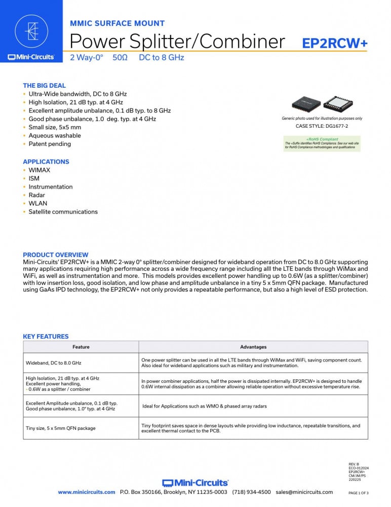 EP2RCW+ datasheet page 1