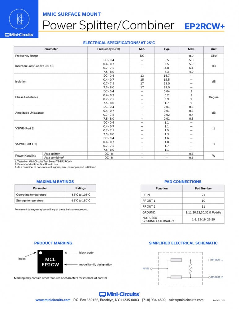 EP2RCW+ datasheet page 2