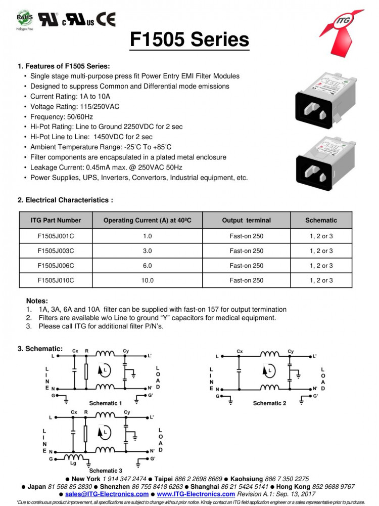 F1505 series datasheet page 1