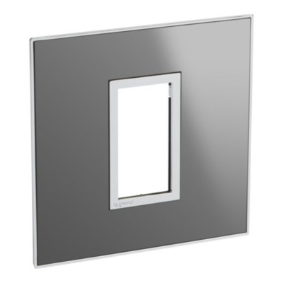 Arteor - British standard square plate 3 modules 1 gang - Reflective metal finish - Glossy black stainless steel