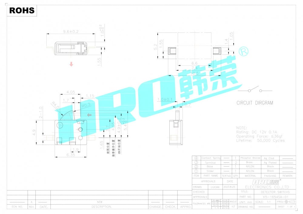 K5-1654SA-01 technical drawing page 1