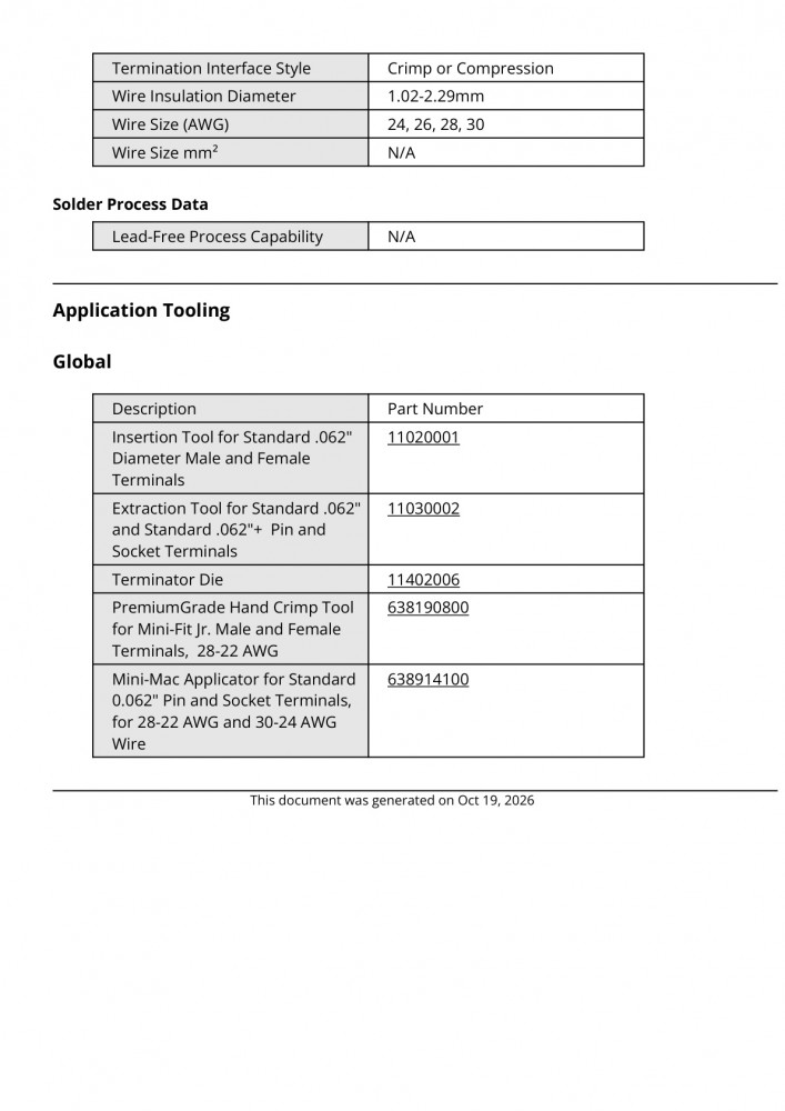 MOLEX connector specification, page 3