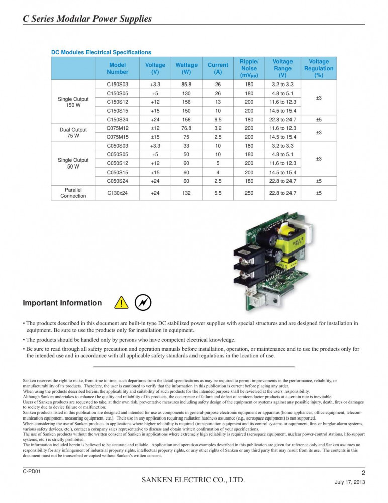 C Series power supply documentation, page 2