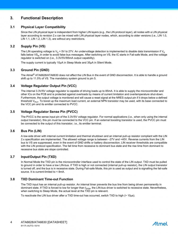 ATA6628 datasheet page 4