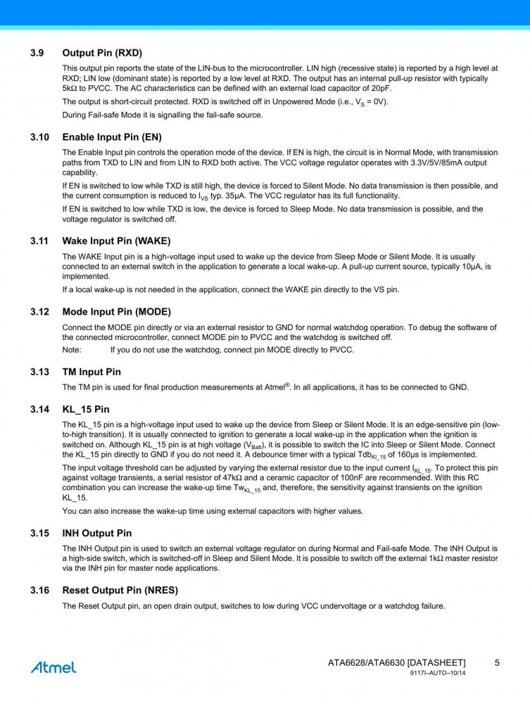 ATA6628 datasheet page 5