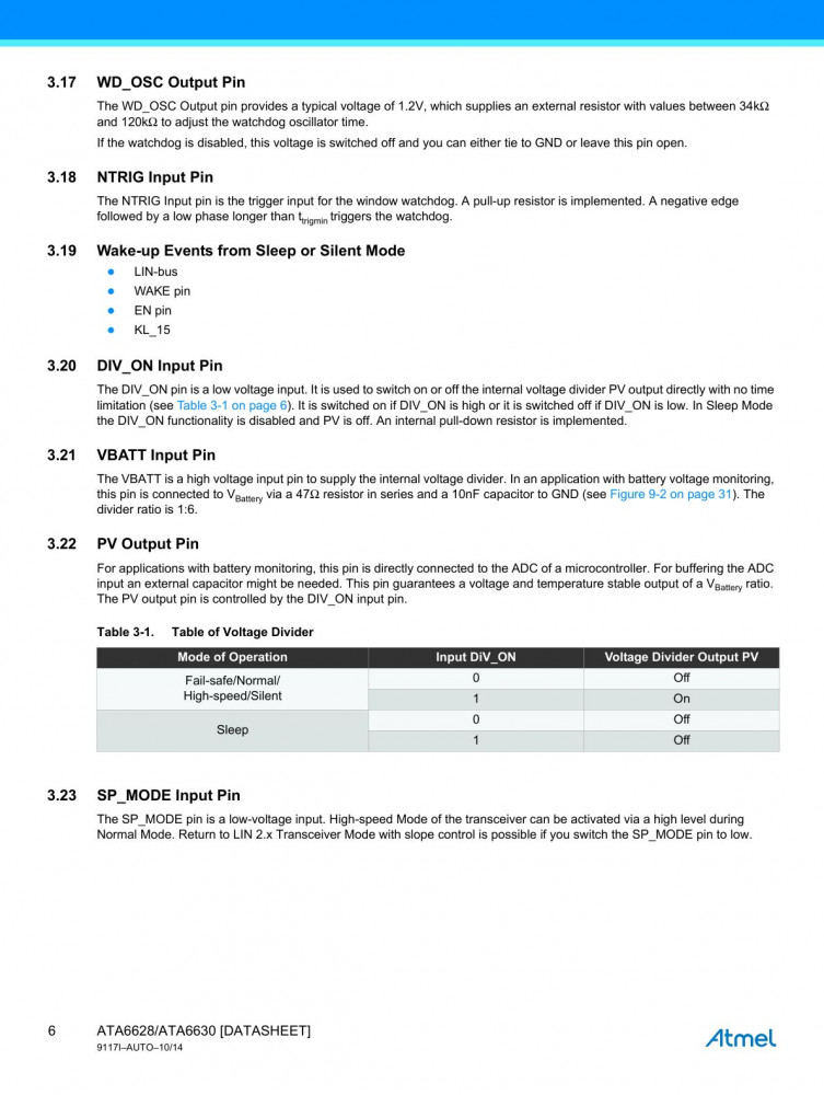 ATA6628 datasheet page 6