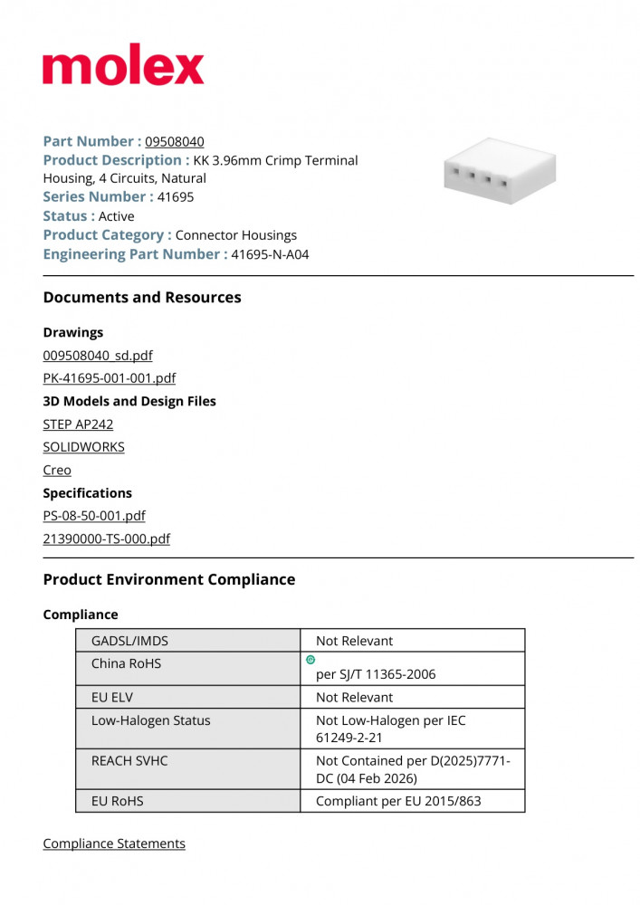 MOLEX KK 396 specification page 1