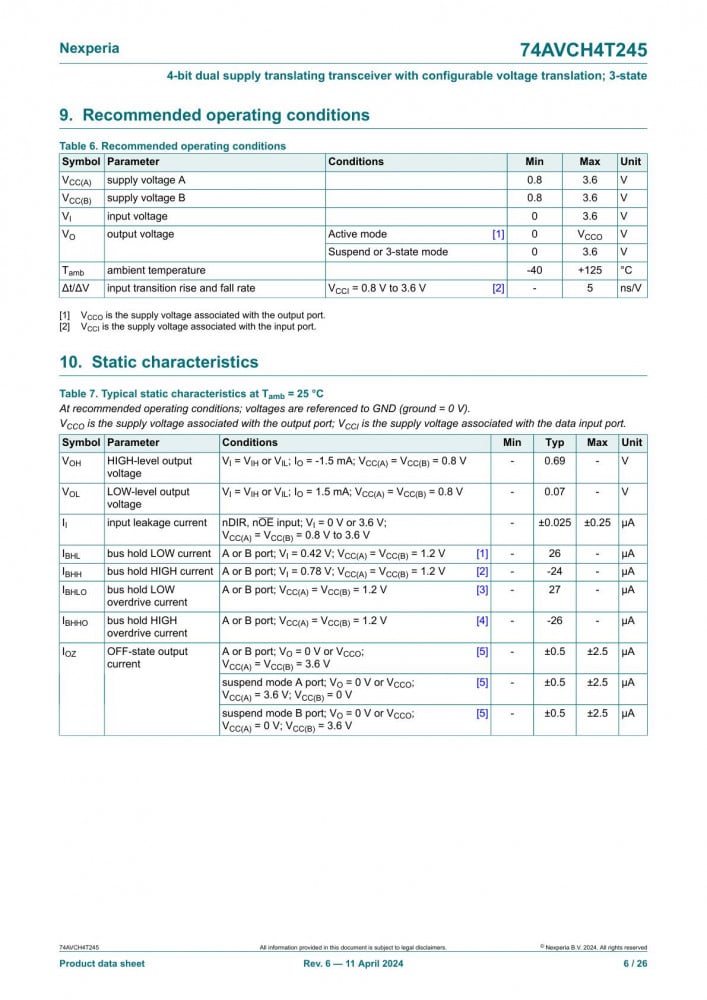 74AVCH4T245 datasheet page 6