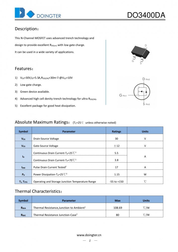 DO3400DA datasheet page 1
