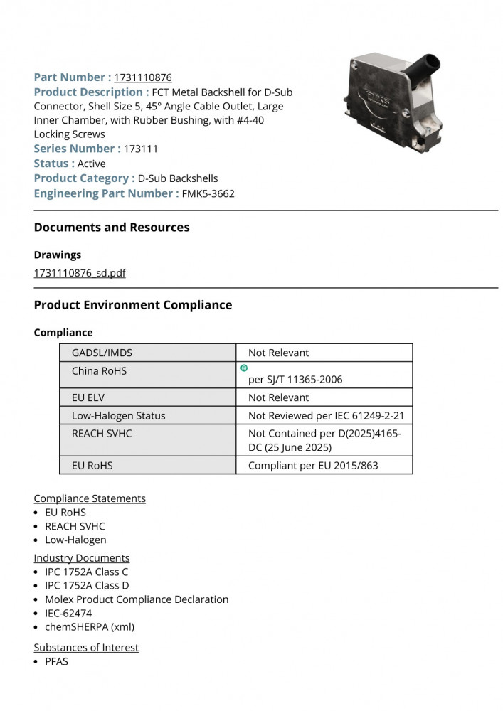 MOLEX 1731110876 drawing preview, page 1