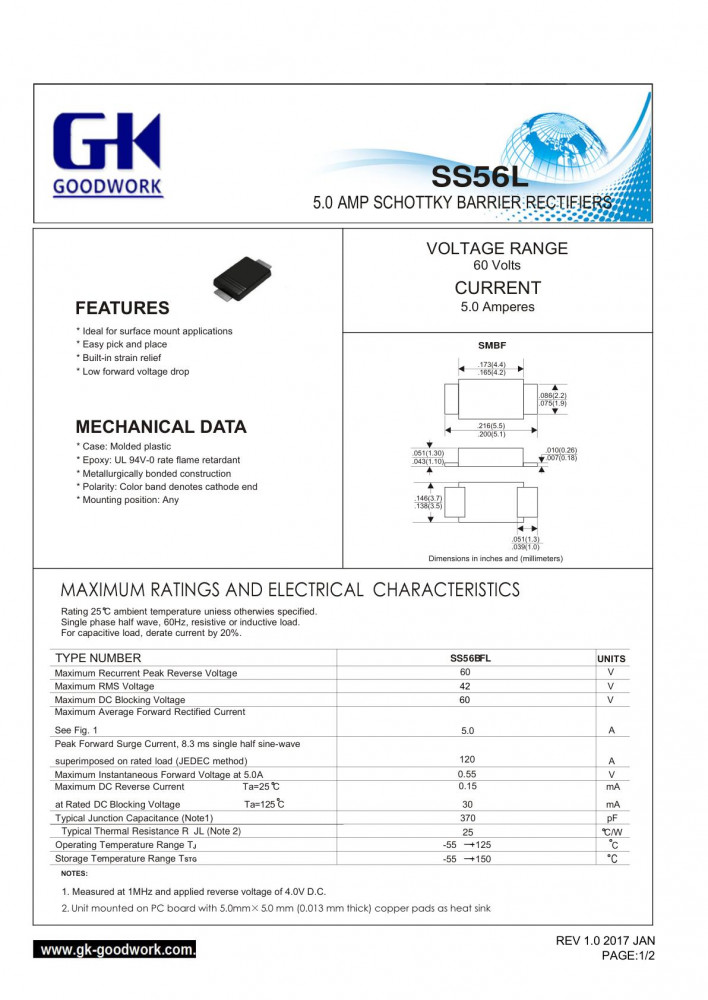 GOODWORK SS56L datasheet page 1