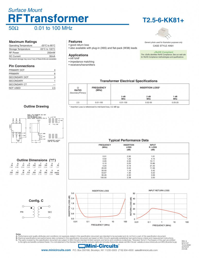 T2.5-6-KK81+ product datasheet image