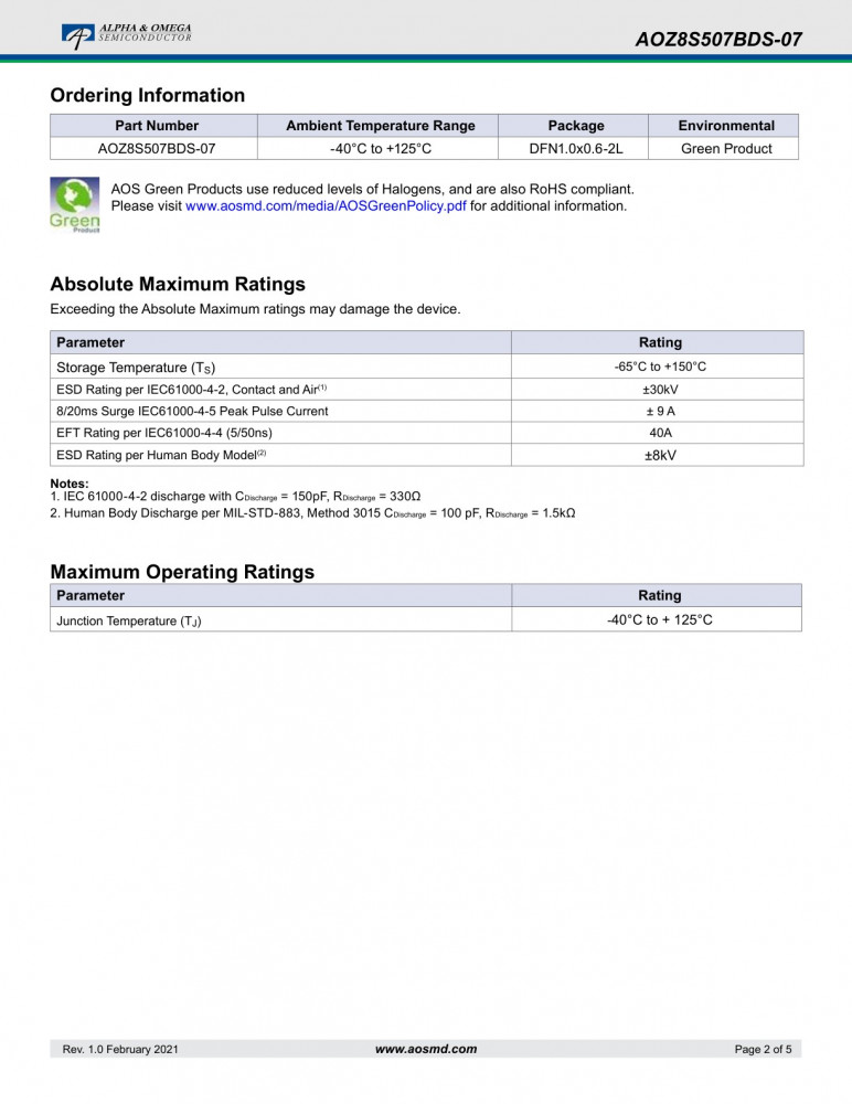 AOZ8S507BDS-07 datasheet page 2