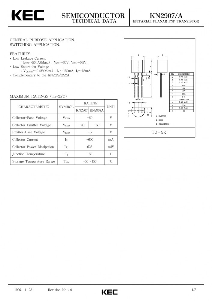 KN2907A-AT/P datasheet page 1