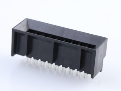 Mini-Fit HCS Header, 4.20mm Pitch, Dual Row, Vertical, with Snap-in Plastic Peg PCB Lock, 8 Circuits, Nylon 6/6 94V-2, Matte Tin (Sn) Plating, with Drain Holes
