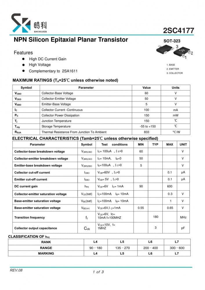 2SC4177 datasheet page 1