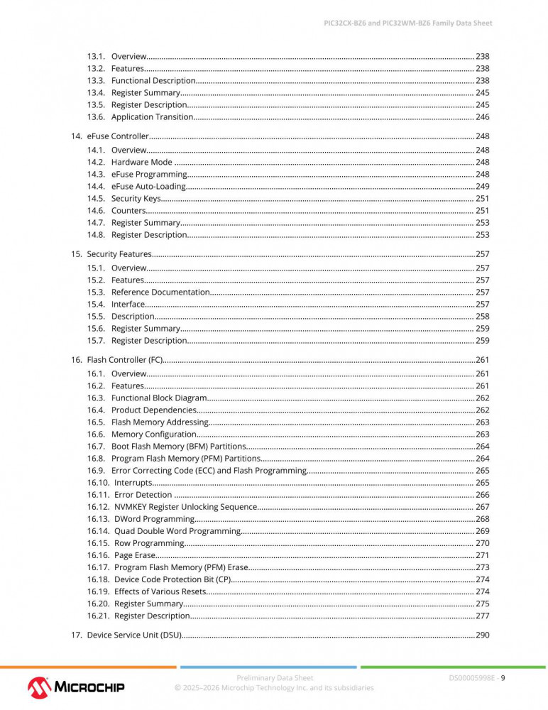 PIC32CX-BZ6 technical document preview, page 9