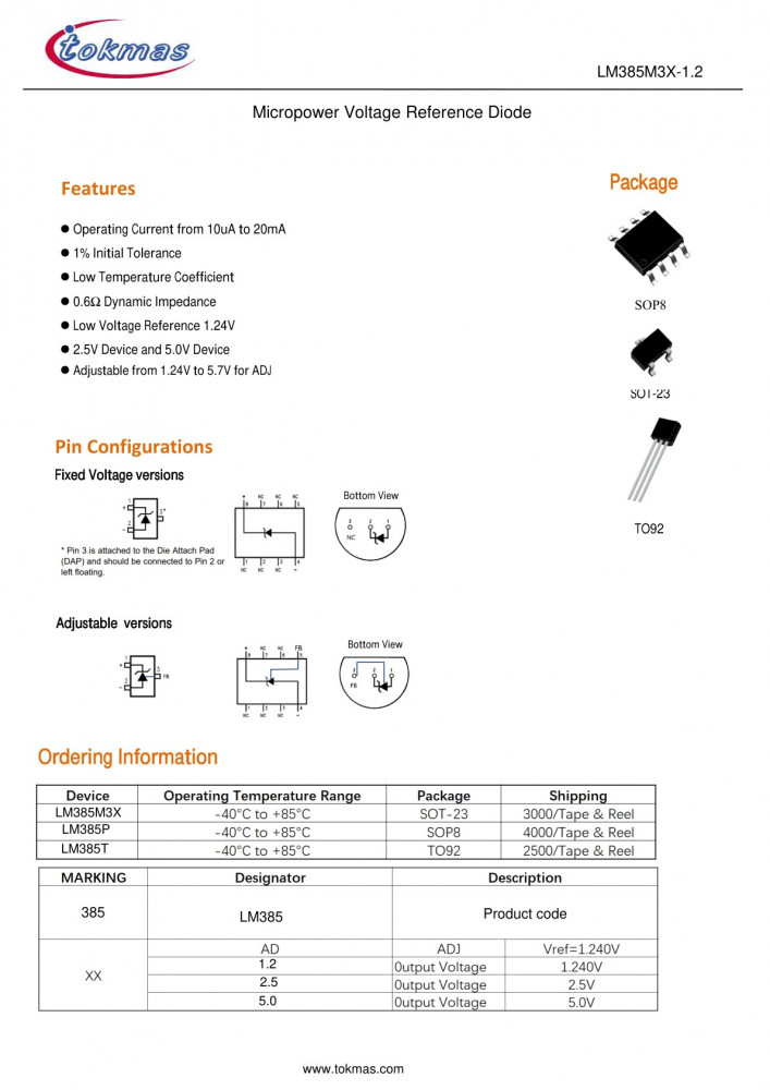 LM385 datasheet page 1
