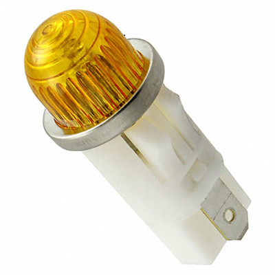 Neon Panel Mount Indicator Amber .500″ Hi-Dome 250V Wire Leads