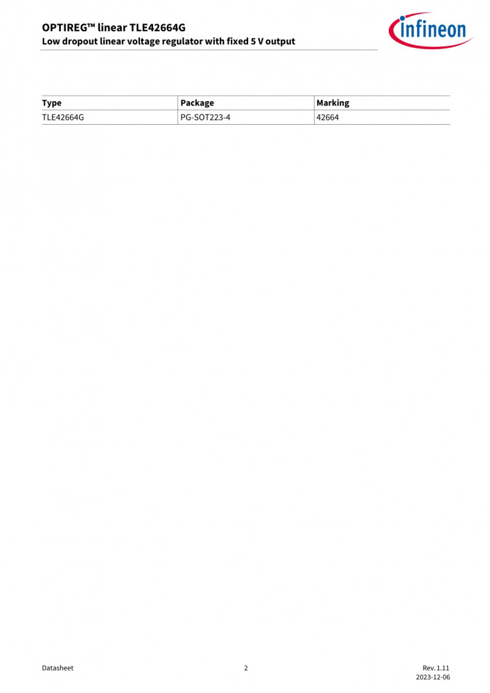 TLE42664G datasheet page 2