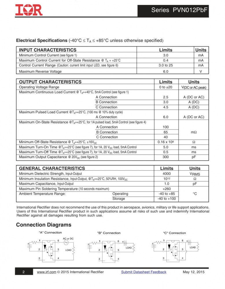 PVN012S-TPBF datasheet page 2