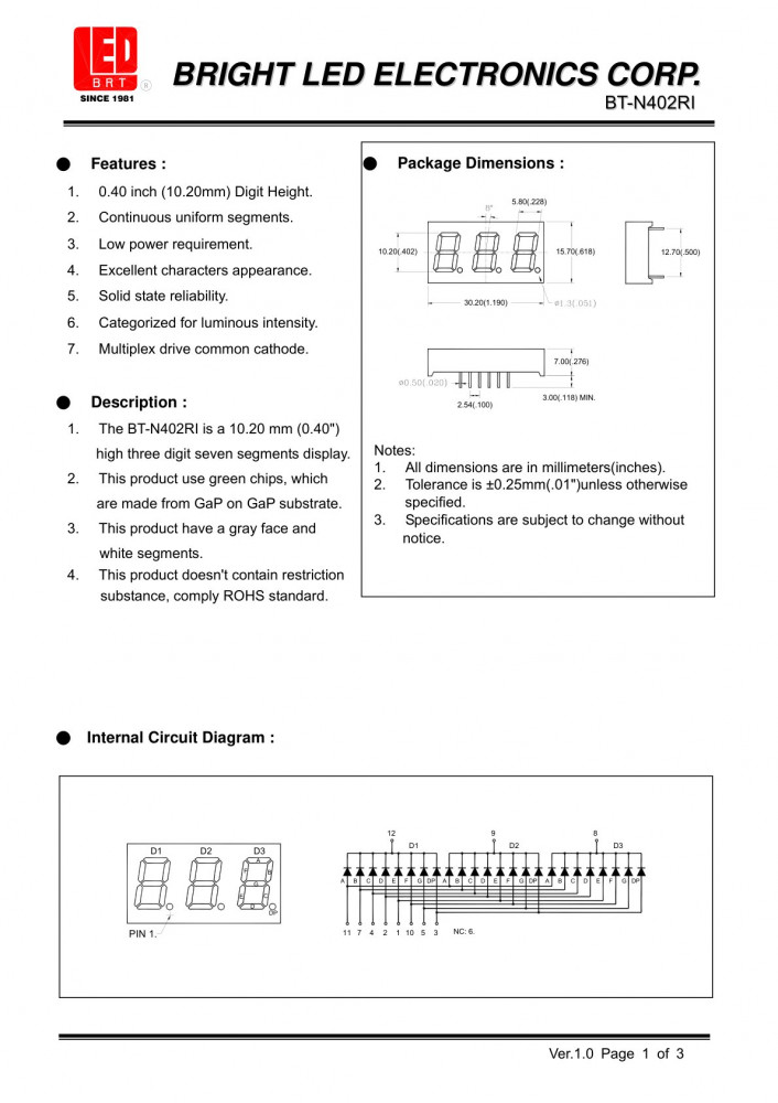 BT-N402RI datasheet page 1