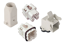 Heavy-Duty Connector Kit, 4 Pole, Series S-A Female-Male Inserts, Pg11 Plastic Hood-Top Entry, Bulkhead Housing-Right Angle, 1 Lever, Size 3A «21x21», Grey White for sale