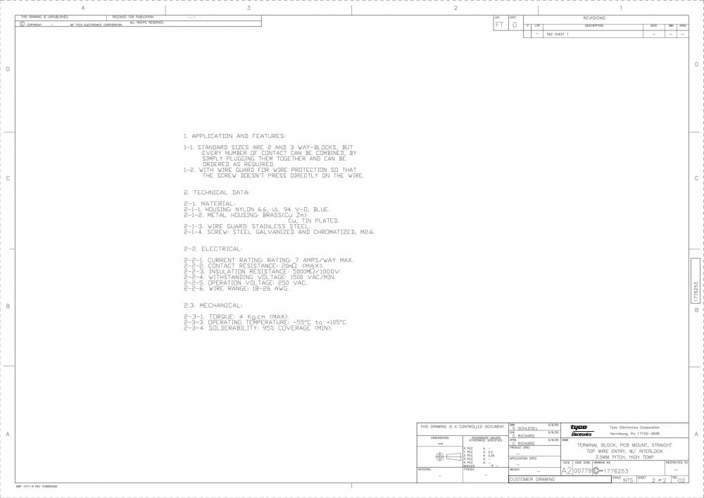 TE Connectivity 1-1776253-0 controlled drawing page 2