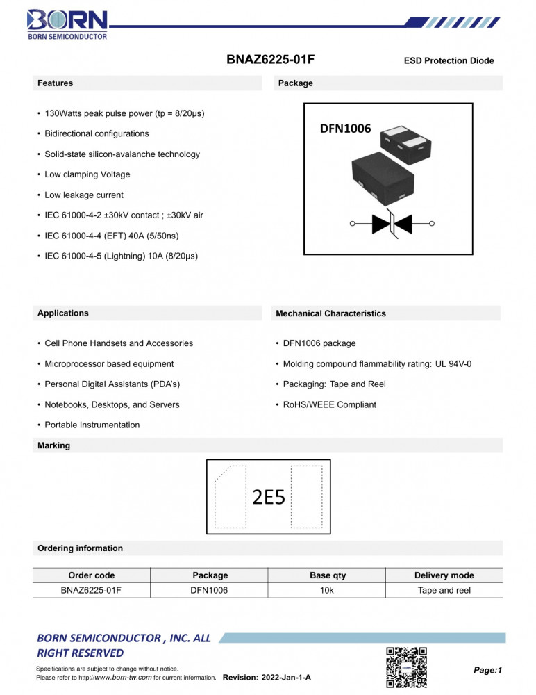 BNAZ6225-01F datasheet page 1