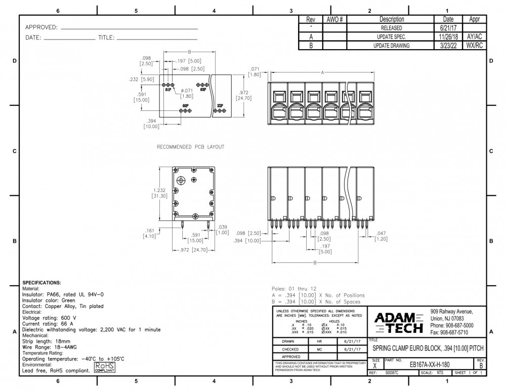 ADAM TECH spring clamp Euro block drawing preview