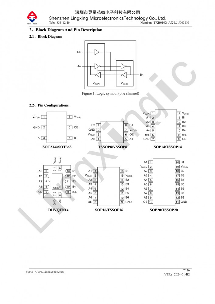 TXB0102 product document page 7