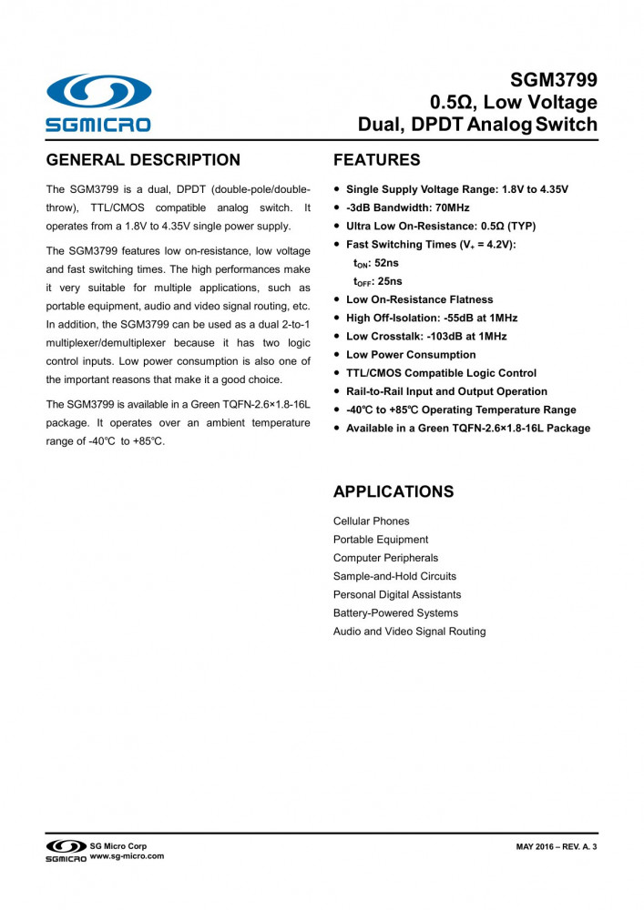 SGM3799 datasheet page 1