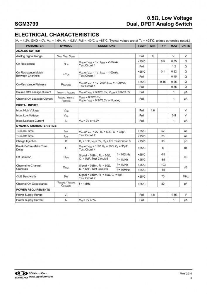 SGM3799 datasheet page 4