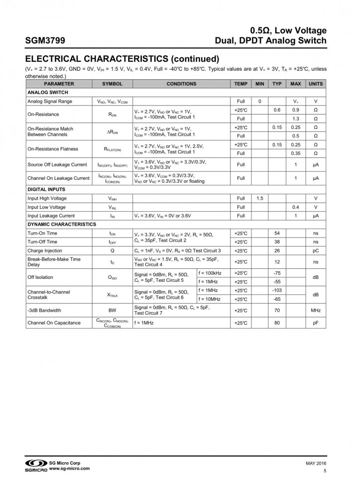 SGM3799 datasheet page 5