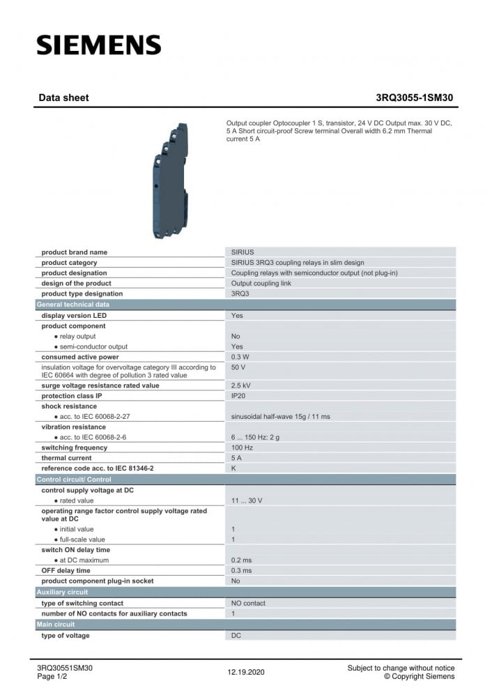 SIEMENS 3RQ30551SM30 document page 1