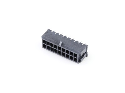Micro-Fit 3.0 Vertical Header, 3.00mm Pitch, Dual Row, 18 Circuits, with  PCB Polarizing Peg, 0.76µm Gold Plating, Glow-Wire Capable, Black for sale