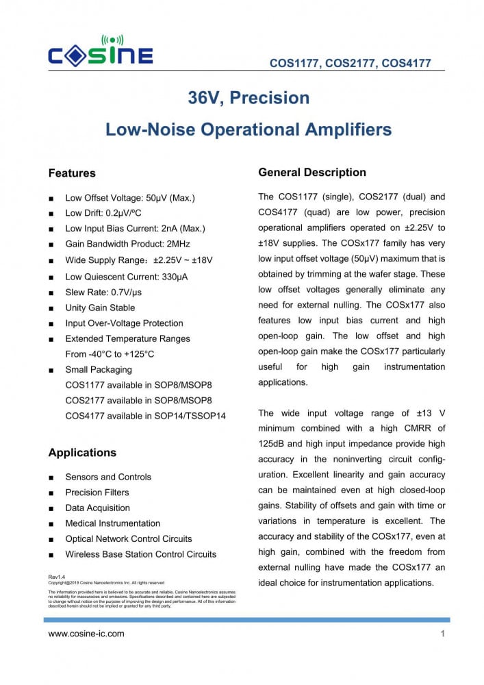 COS1177MR datasheet page 1