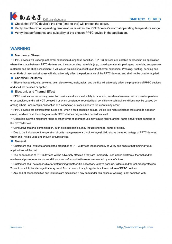 KAILONG PPTC datasheet page 4