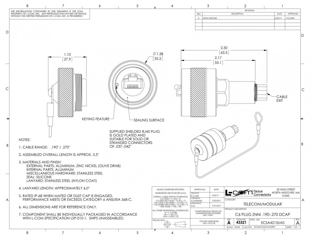 L-com ECSA4213UA0 technical drawing