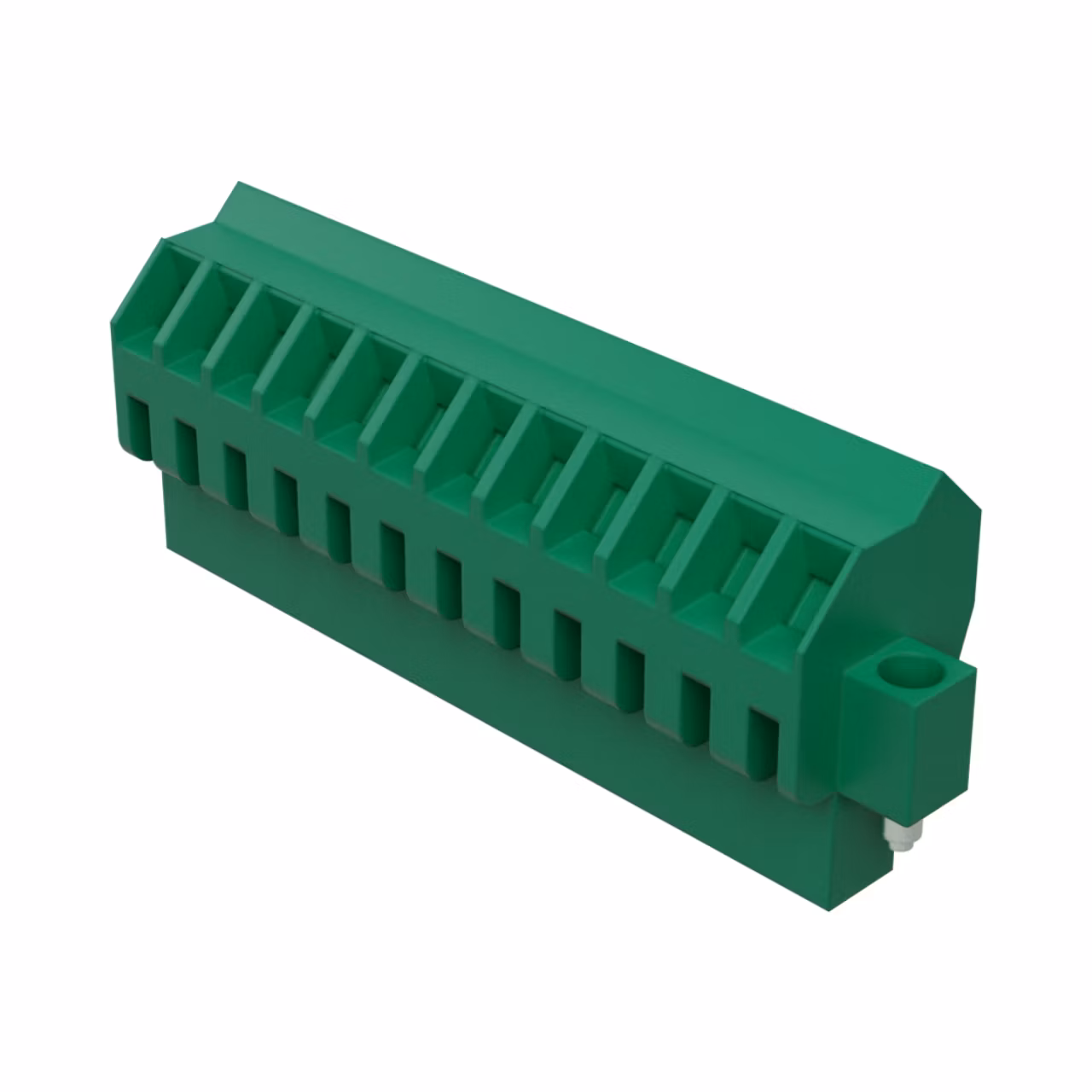5.08mm Pitch Eurostyle 45° Wire Entry Plug, with Mounting Ends, 12 Circuits, Green for sale