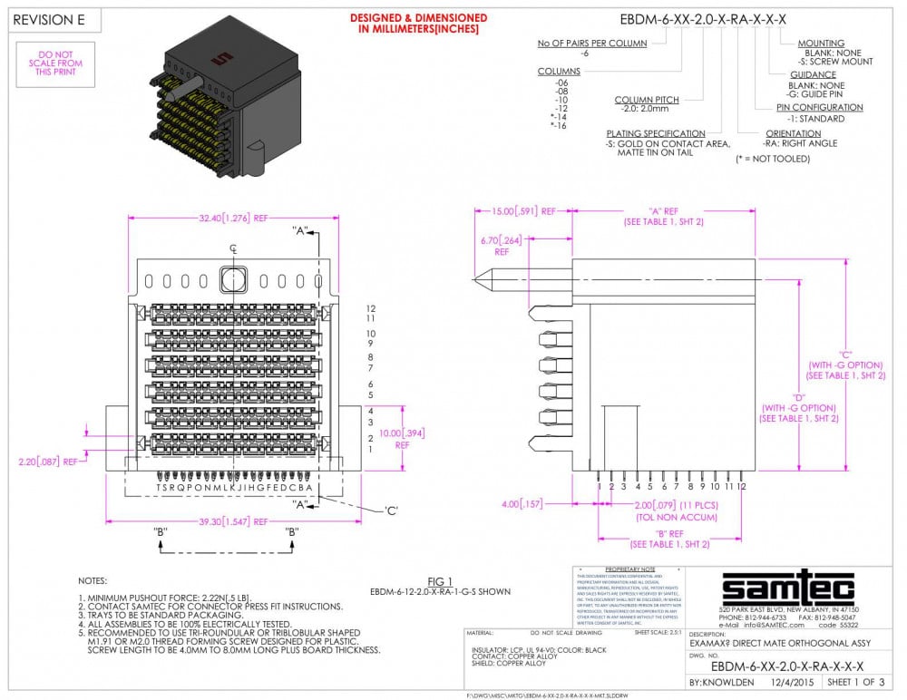 Samtec EBDM drawing page 1