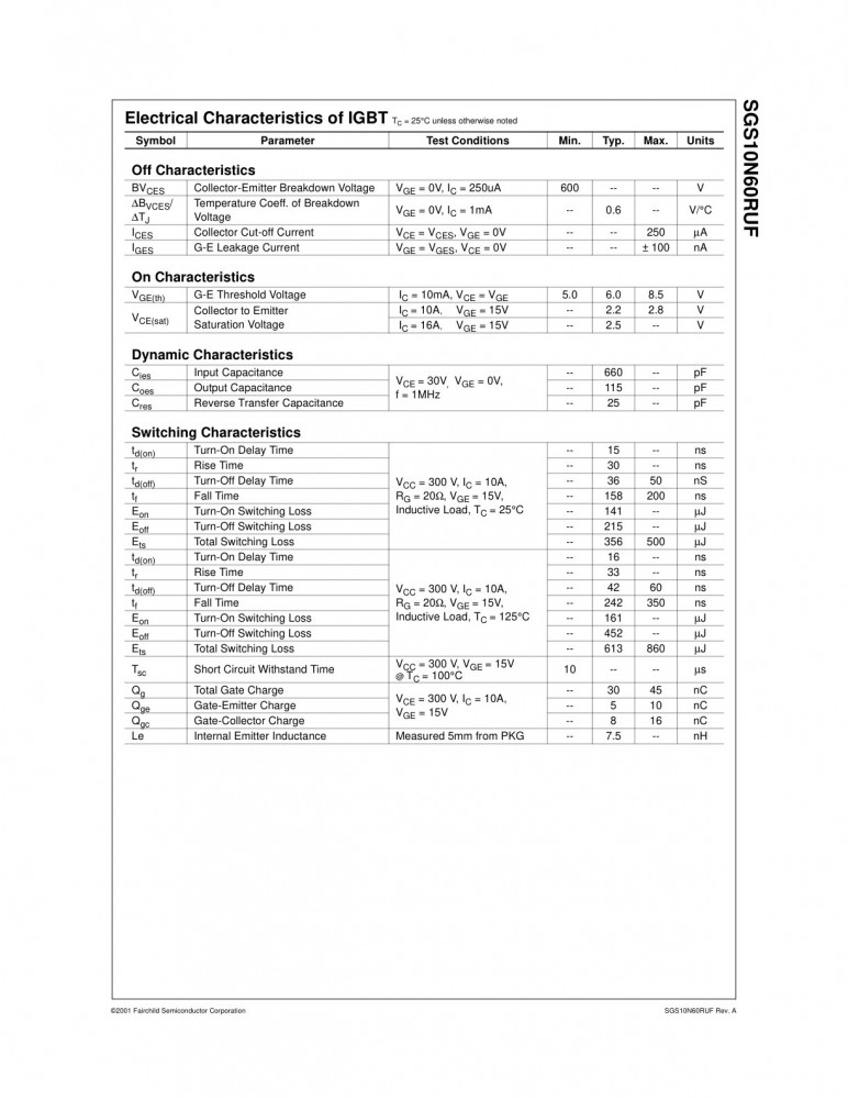 SGS10N60RUFTU datasheet page 2