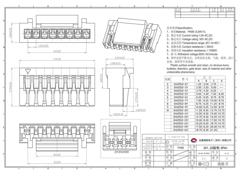 ZX-GH1.25-8PJK technical specification page 1