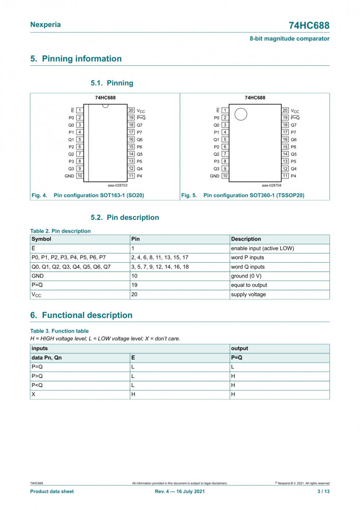 74HC688D,653 datasheet page 3