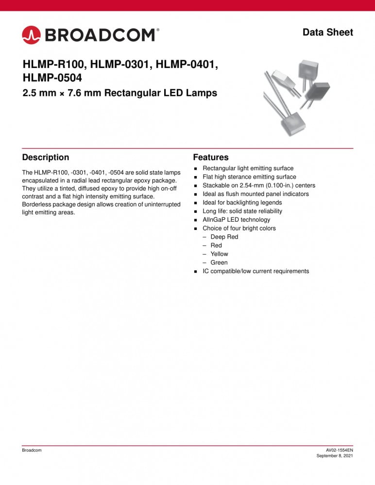 HLMP-0504 datasheet page 1