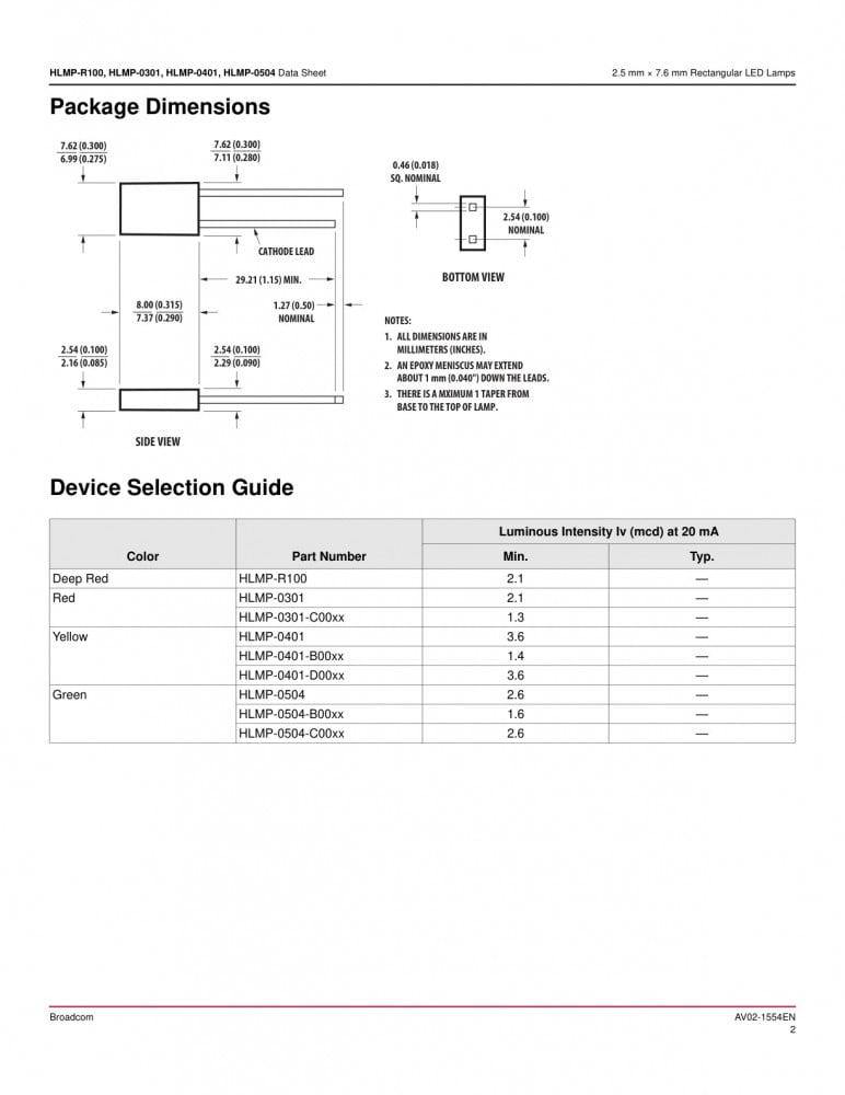 HLMP-0504 datasheet page 2