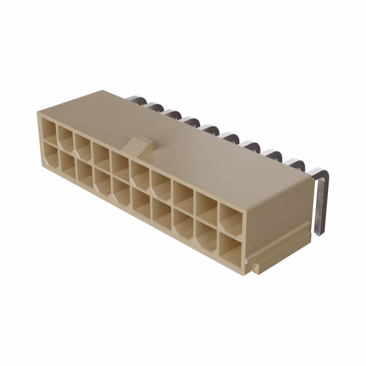 Mini-Fit Jr. Header, 4.20mm Pitch, Right Angle, without Flange, 20 Circuits, Matte Tin (Sn) Plating, Beige, Tape and Reel for sale