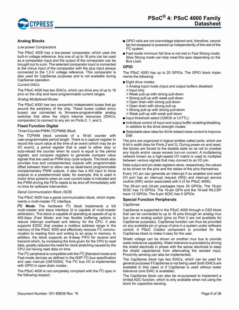 CY8C4014SXI-421T datasheet page 7